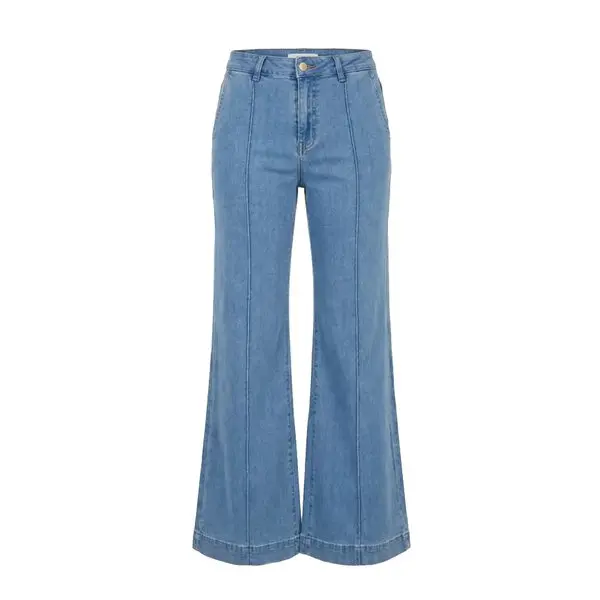 Adrift Clothing Adrift Denim Wide Leg Jeans In Light Wash - Blue