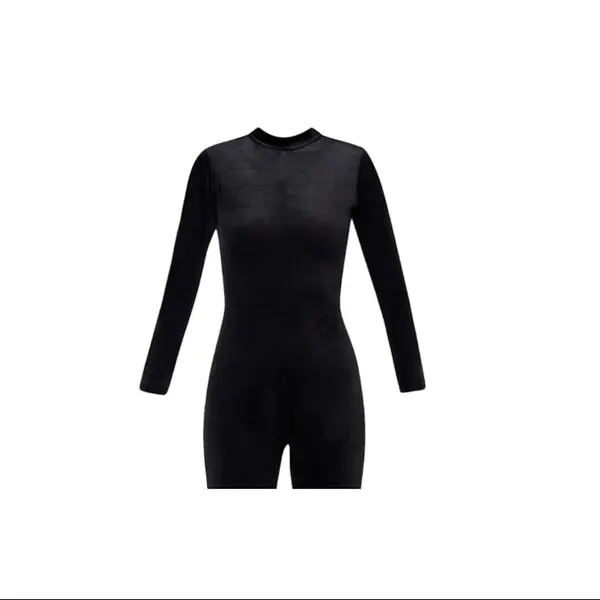 LIA ARAM Structured Velvet Catsuit - Black