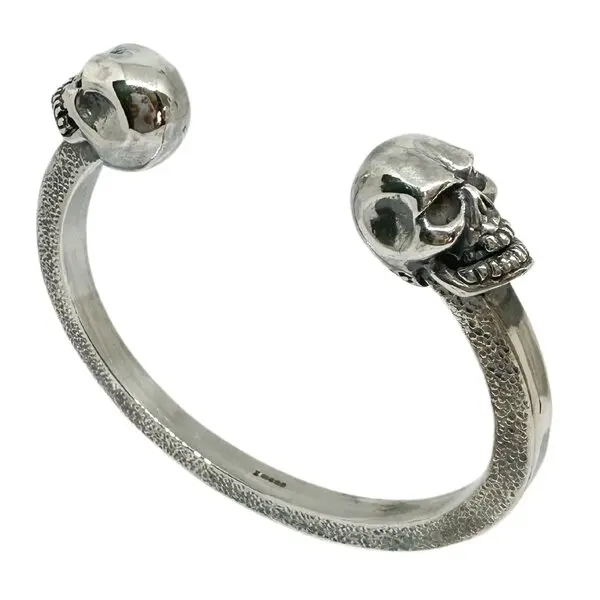 TG-JEWELLERY BY TAMARA GERVASIO Black / Silver Solid Rigid Skull Sterling Silver Bangle One Of A Kind - Black/silver