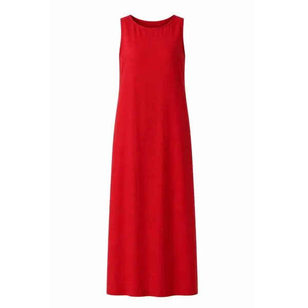 NIKKA PLACE Summer Linen Cocktail Dress In Raspberry Color - Red