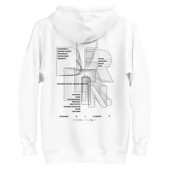 ANCHOR & CREW Gustatory Berlin Coffee Scene Cotton Blend Embroidered Hoodie - White