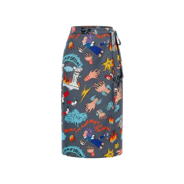 KING NAKED Realm Of Weirdness Enveloper Skirt - Gray
