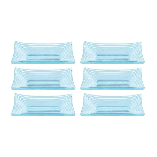 Turgla Home Glass Dinnerware Rectangular Glass Ramekin Set Of Six - Blue