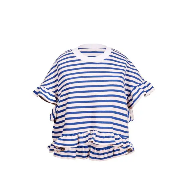 IOANA CIOLACU Blue / White Striped Peony Blouse - Blue/white