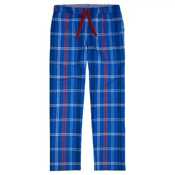 LOUNGERS Blue / White / Red Soft, Breathable Organic Brushed Cotton Loungewear Trousers In Red, Blue, And White - Blue/white/red