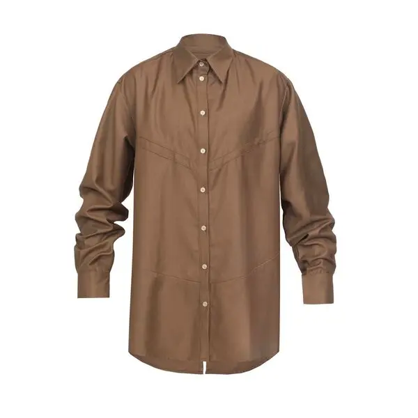 VAN BRUSSEL Sierra Panelled Shirt - Brown