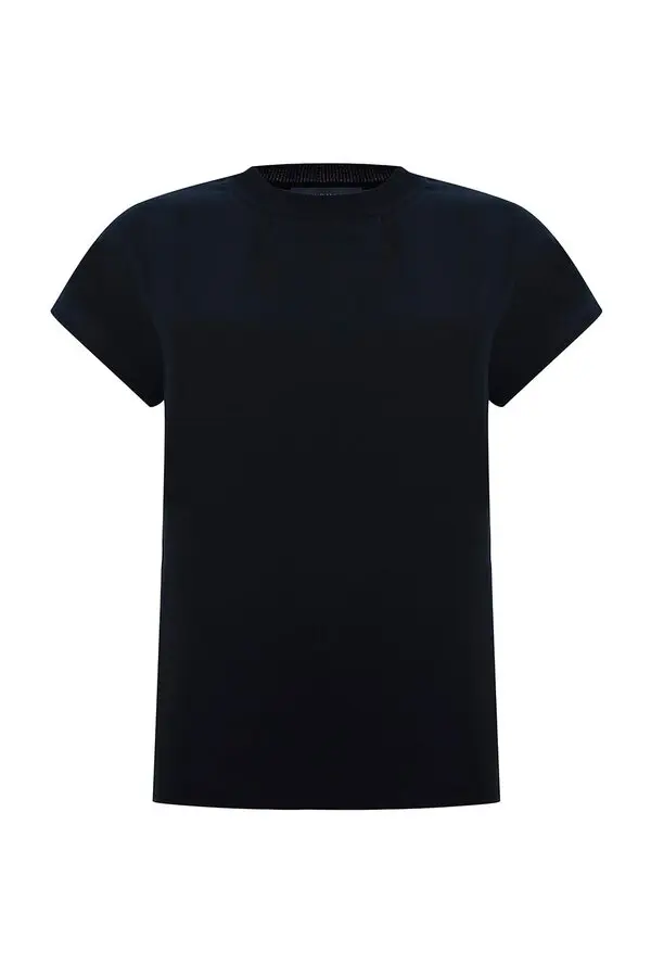 EXQUISE Nyomi Crew Neck Short Sleeve Blouse - Black