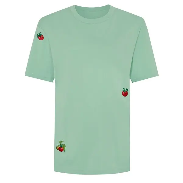 INGMARSON Tomatos Embroidered Organic Cotton T-shirt - Green