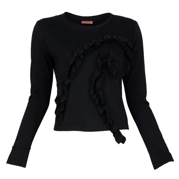 LALIPOP DESIGN Viscose-blend Long Sleeve T-shirt - Black