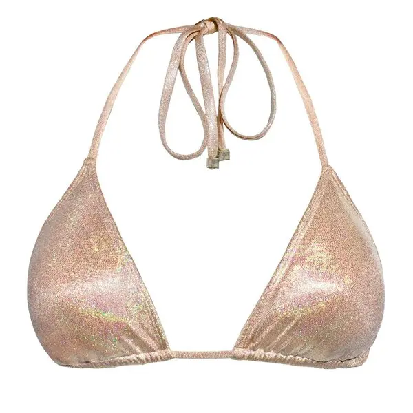 ENEZ SWIM Neutrals / Nova Triangle Bikini Top Glitter - Gold