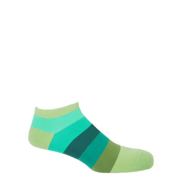 PEPER HAROW - MADE IN ENGLAND Block Stripe Trainer Socks – Earth - Green
