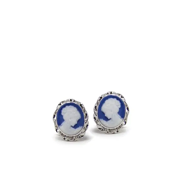 VINTOUCH ITALY Mini Cameo Stud Earrings - Blue
