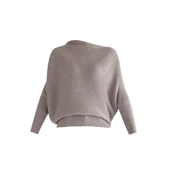 PAISIE Draped Knitted Jumper - Grey