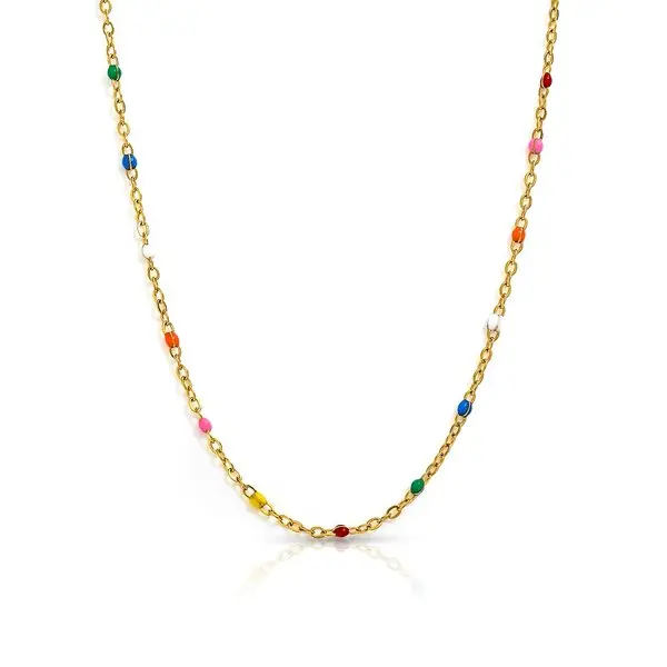 EVER JEWELLERY Colour Wave Fine Beaded Waterproof Necklace - Gold