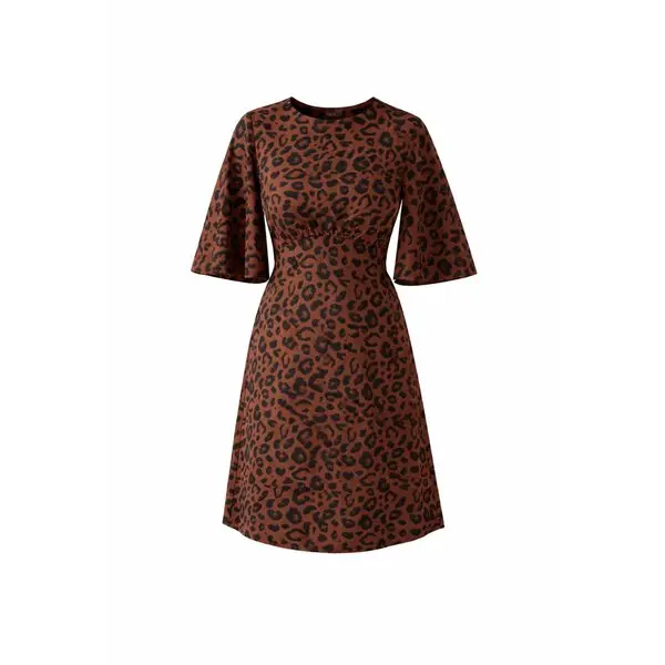 GIRL IN MIND Britney Animal Angel Sleeve Mini Dress - Brown