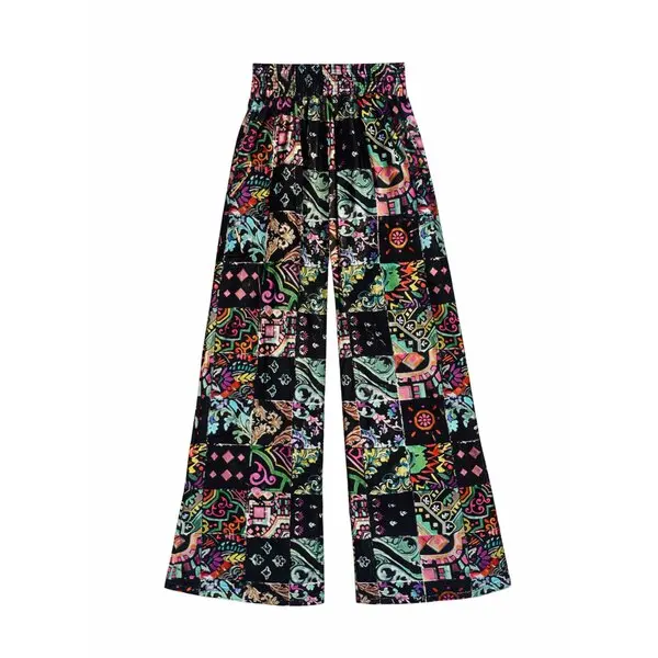 INTROVERTIE VIENNA Johnny Silk Stretch Palazzo Pants Azulejo