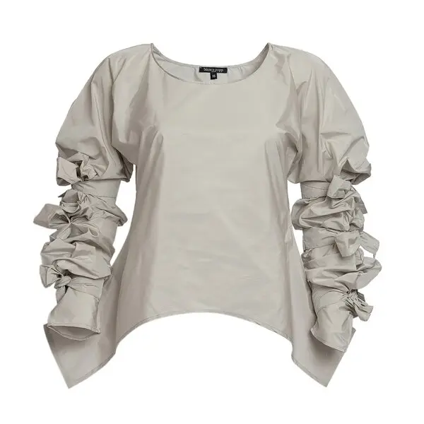 BIANCA POPP Ribbon Wrapped Blouse In Off- Taffeta - White