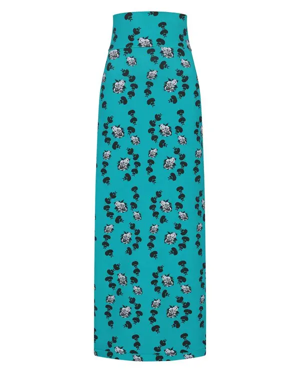 SOPHIE CAMERON DAVIES Teal Floral Maxi Jersey Skirt - Green