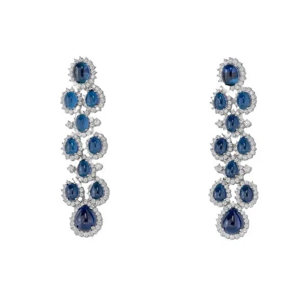 MERAKI BY RASHMI BAJAJ Elise De Boucles Cubic Zirconia Chandelier Earrings - Blue