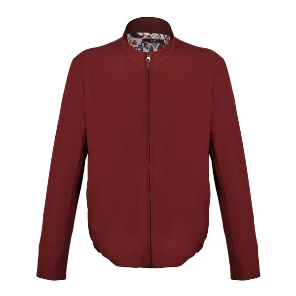 DAVID WEJ Ashford Relaxed Zip Through Jacket Burgundy - Red