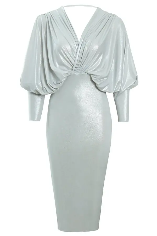 SARVIN Batwing Sleeve Midi Dress
