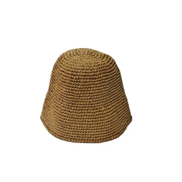 SPRINGMOONATELIER Raffia Bucket Custom Summer Hat - Brown