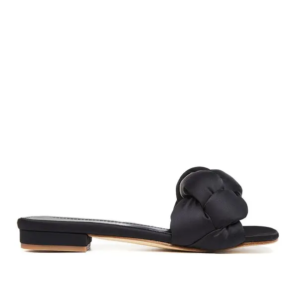 GINISSIMA Adele Satin Slippers - Black