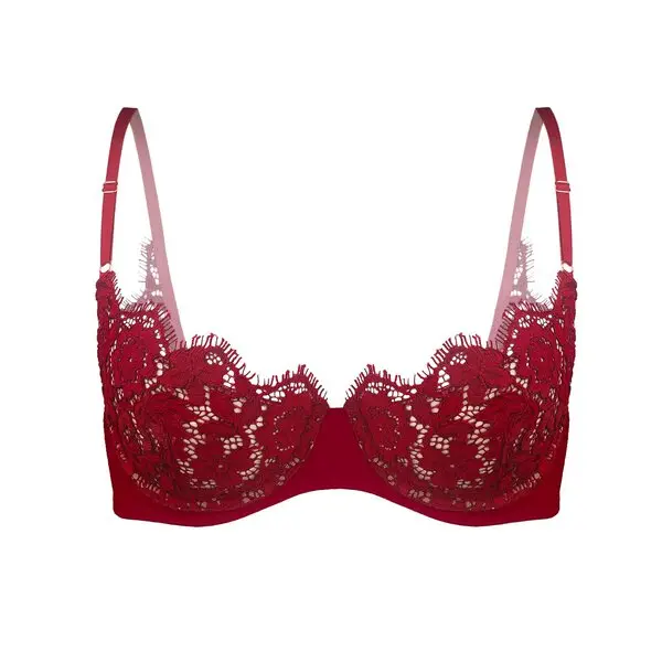 MONIQUE MORIN LINGERIE Frisson Scoop Demi Bra Bloodstone - Red