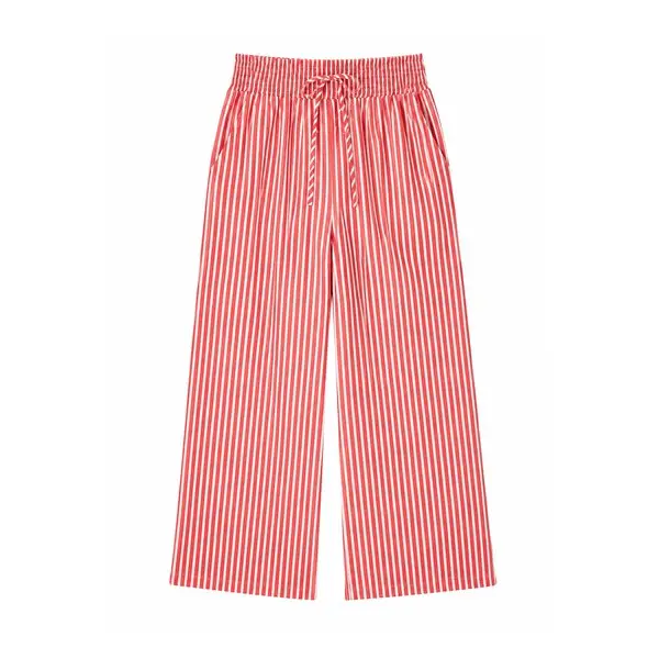 YUMI Stripe Relaxed Trousers - Red