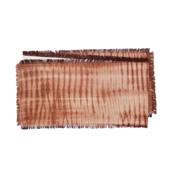 KORISSA Handmade Tie Dye Cotton Table Runner - Brown
