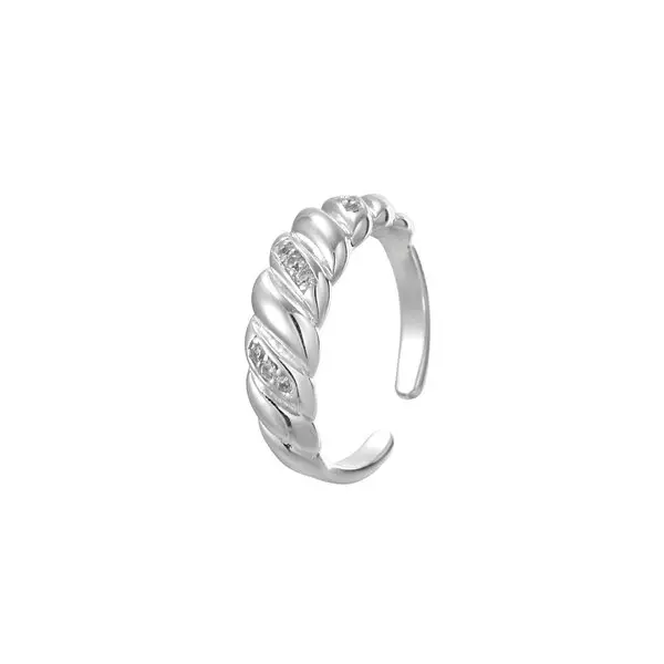 EVERY WAVE Twine Braided Pavé Sterling Ring - Silver
