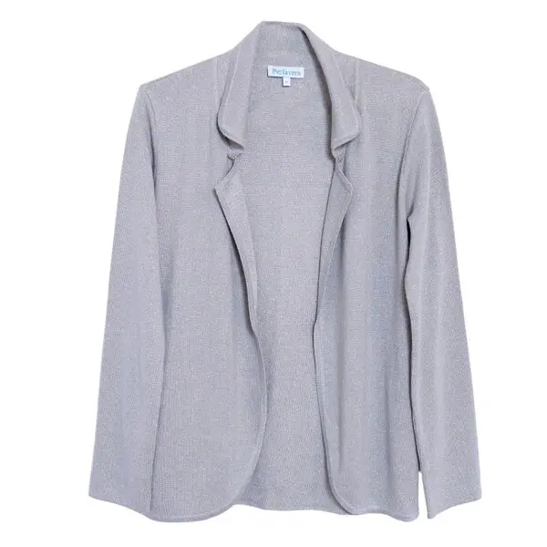 PERLAVERA Alle Lurex Long Sleeve Blazer - Silver