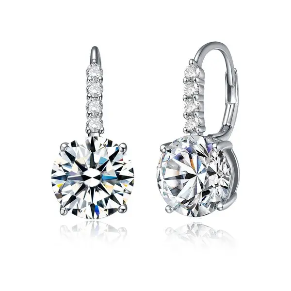 GENEVIVE Rachel Glauber Elegant Basket-set Drop Earrings With Colored Cubic Zirconia - Silver