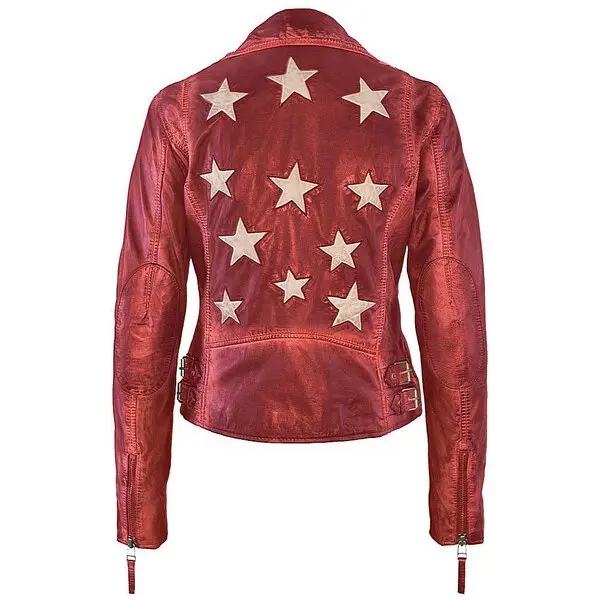 Mauritius Star Lambskin Leather Jacket Christy - Red