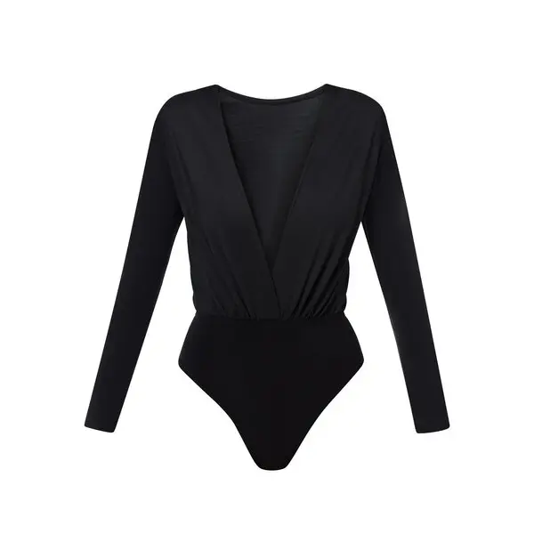 LIA ARAM V-cut Neckline Bodysuit - Black