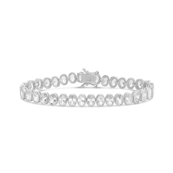 SHYMI Bezel-set Oval Tennis Statement Bracelet - Silver