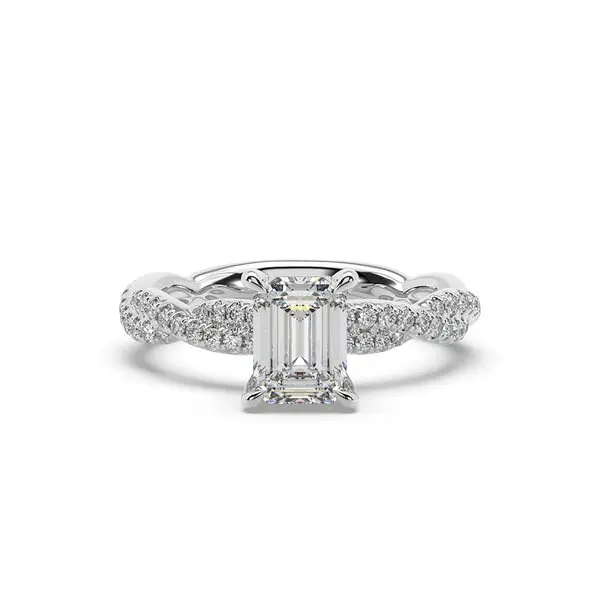 ARTISAN 14k Gold Emerald-cut Lab-grown Diamond Designer Ring - White