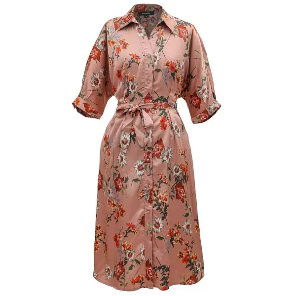 SMART AND JOY Shirt Dress With Floral Print - Pink