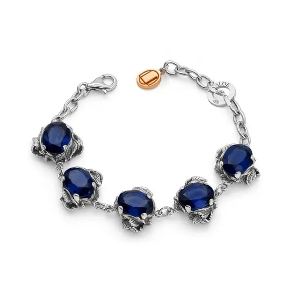 UNALOE Silver / Blue Coleus Ovalis Sterling Silver Bracelet With Royal Blue Cubic Zirconia – Sophisticated ’s Jewelry - Silver/blue