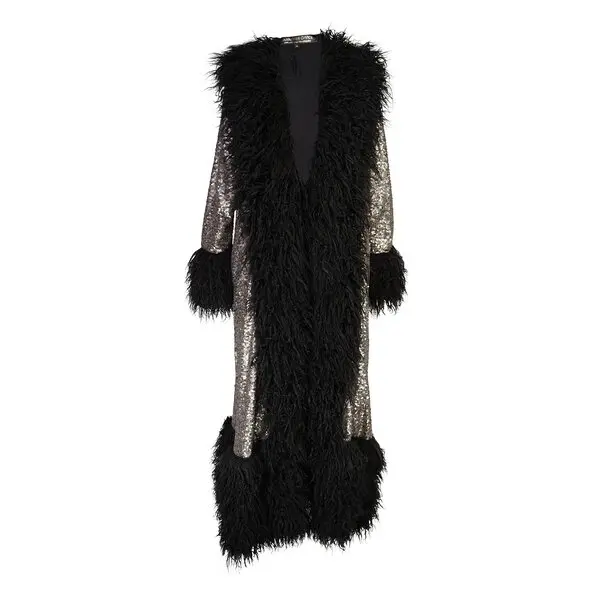 JENNAFER GRACE Black / Silver Penny Deluxe Buxom Gunmetal Faux Fur Jacket - Black/silver