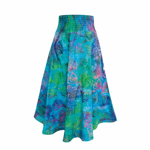 FROCK TALES Orchid Midi Skirt With Pockets In Waterside Print - Blue
