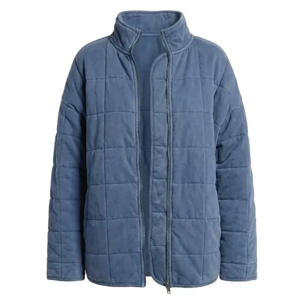 MODENAIRE Quilted Fleece Jacket Soft Structure - Blue