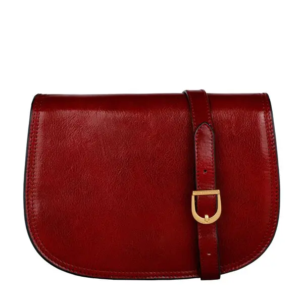 TIME RESISTANCE Leather Saddle Bag Moonfleet - Red