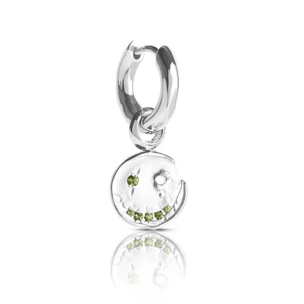 KASUN LONDON Smile Hoop Earrings – October – Tourmaline - Silver