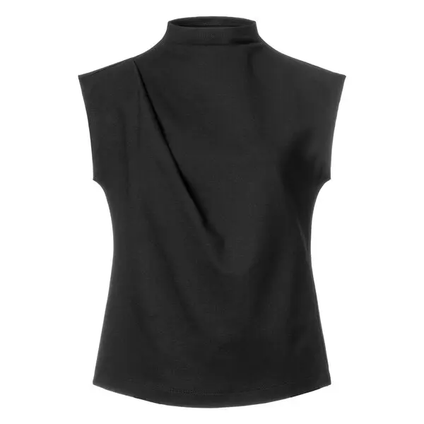 JANA COSHÈ Cocktail Blouse – Minimalist High-neck Event Top - Black