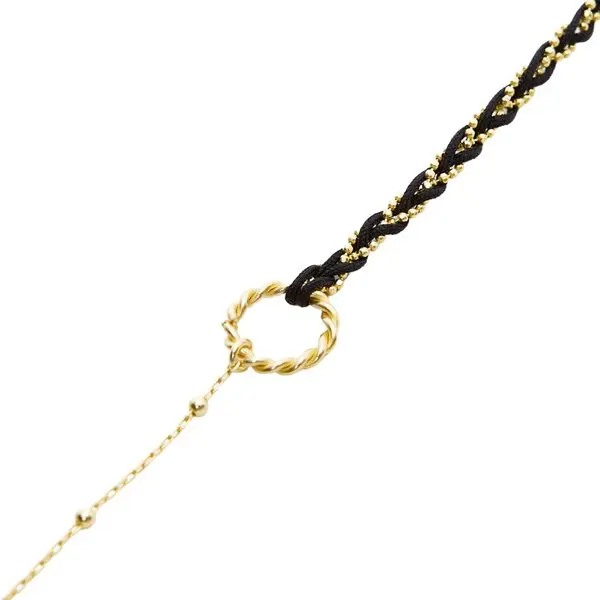 SPERO LONDON Handmade Rope Braided Sterling Silver Beaded Chain Bracelet - Black