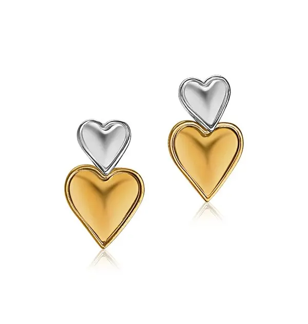 MICKEY'S GIRL Gold / Silver Stacked Heart Waterproof Earrings - Gold/silver
