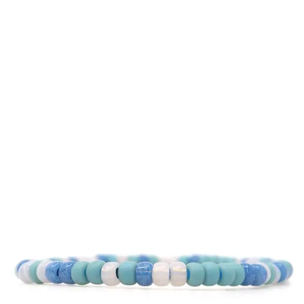 Shar Oke Blue / White Turquoise, Blue & White Czech Picasso Beaded Bracelet - Blue/white