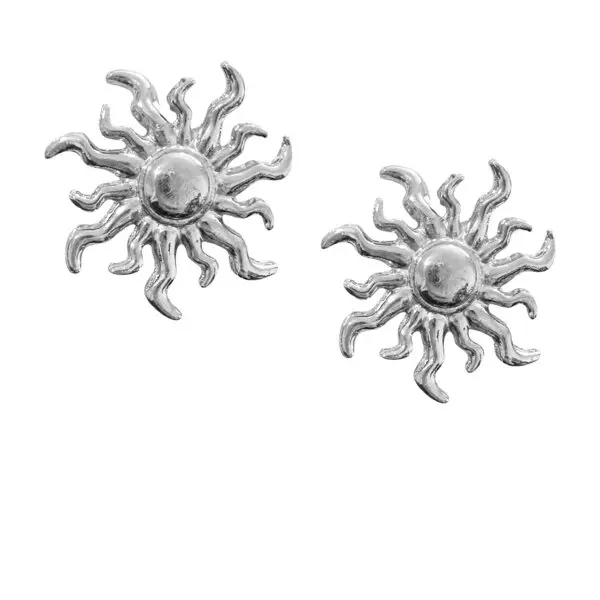 MAISON DE GALA Sunburst Statet Stud Earrings - Silver
