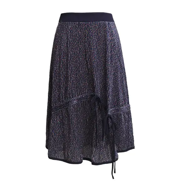 SMART AND JOY Trapeze Velvet Skirt With Liberty Print And Satin Bias - Blue